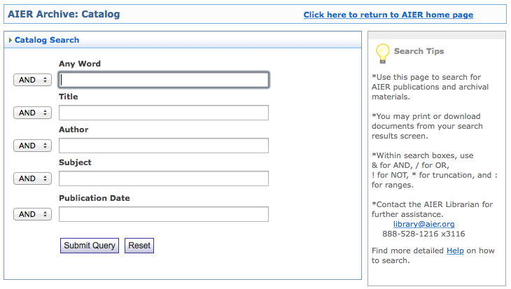 AIER Library and Archives | AIER